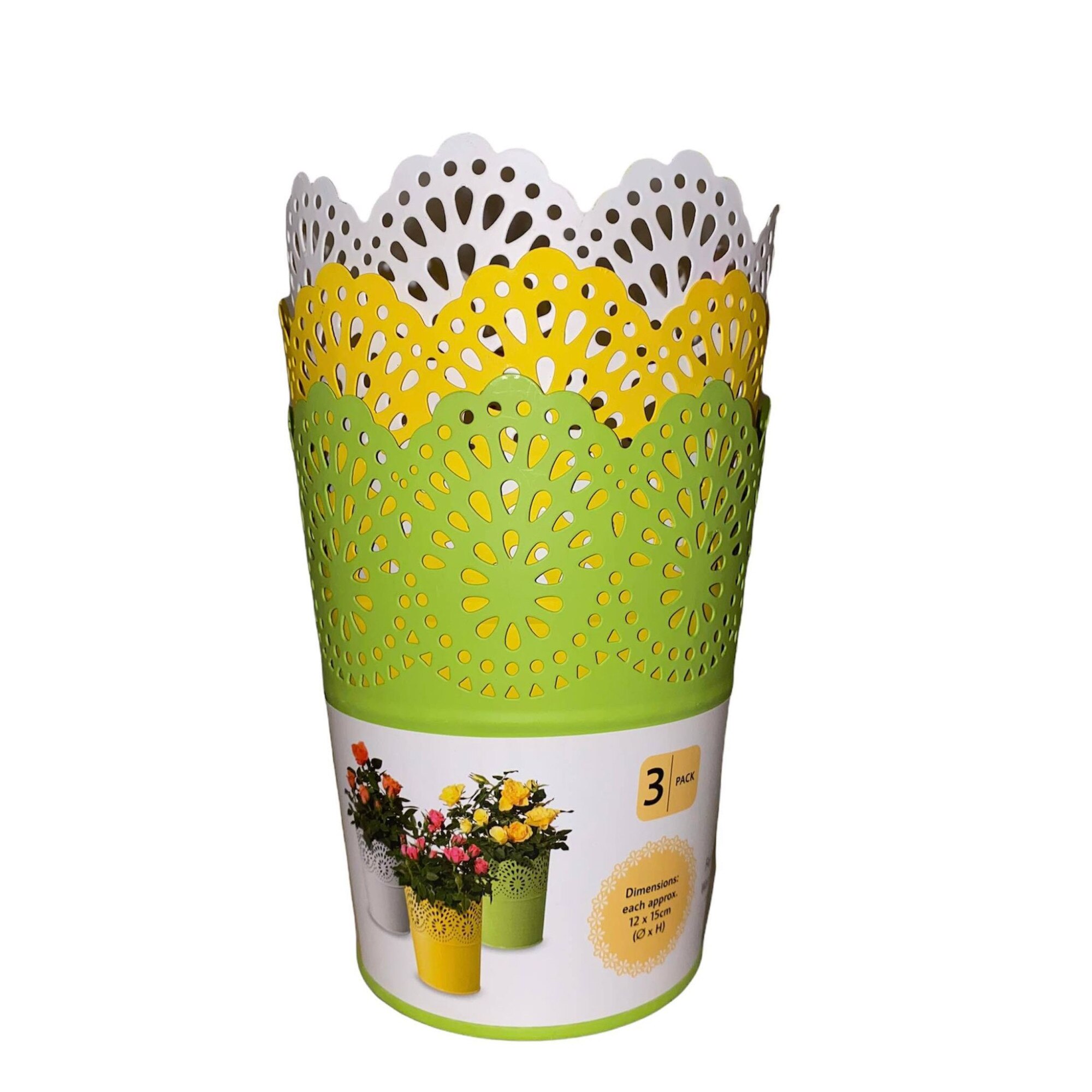 Set 3 ghivece metal decorative 12 x 15 cm - eMAG.ro