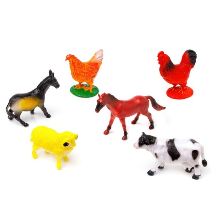 Set 6 figurine, animale domestice si pasari, cal, magar, vaca, oaie ...