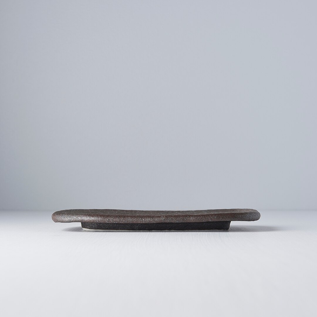 Farfurie Stone Slab, Mij, Ceramica, 22 x 13.5 x 1.8 cm, Negru/Maro ...