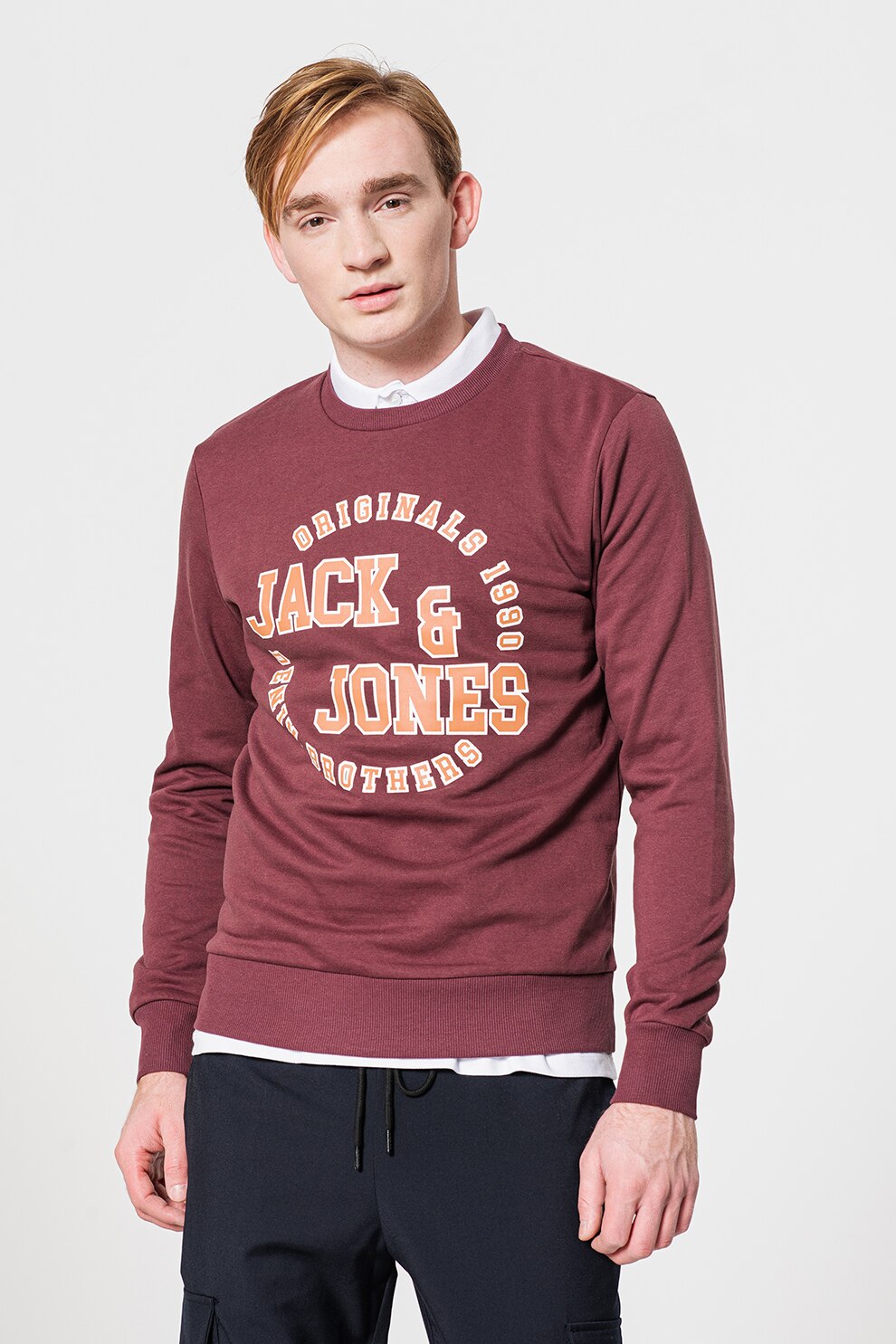 Jack & Jones, Съитшърт Aron с лого, Тъмновиолетов, S - eMAG.bg