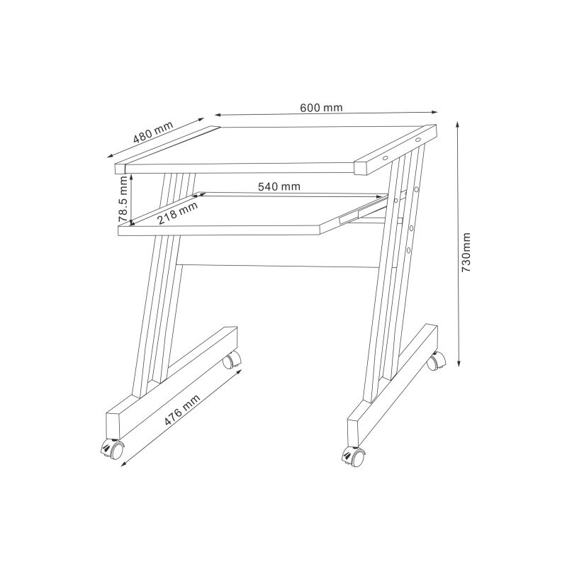 Birou B233 cu Roti, Nuc inchis, L 73 x I 48 x H 73 cm - eMAG.ro