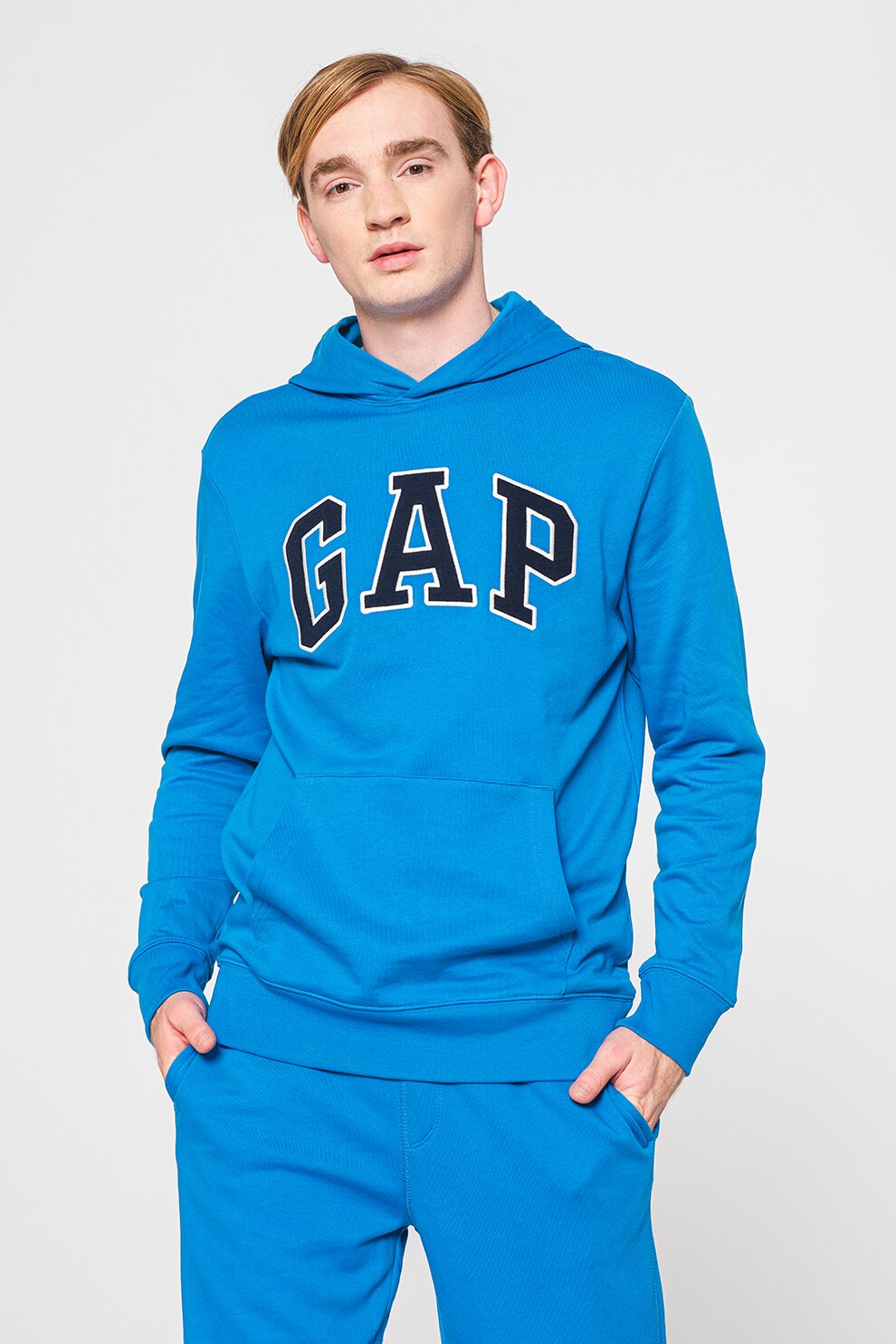 GAP, Hanorac cu logo si buzunar kangaroo, Albastru, M - eMAG.ro