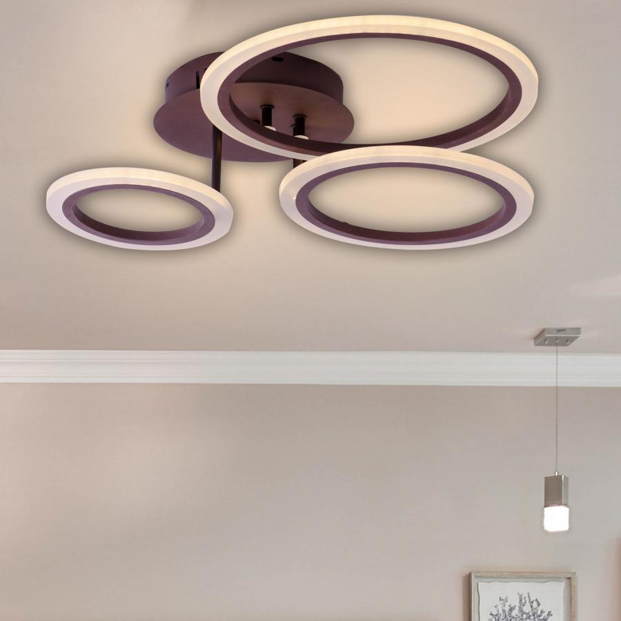 Lustra LED Alessandro Design Cerc cu Telecomanda, Dimabila, 74W, Maro ...