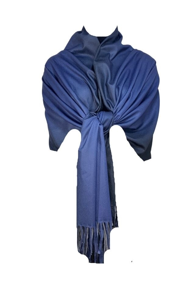 Fular tip sal doua fete in degrade, Dacali, albastru,180 x 70 cm - eMAG.ro