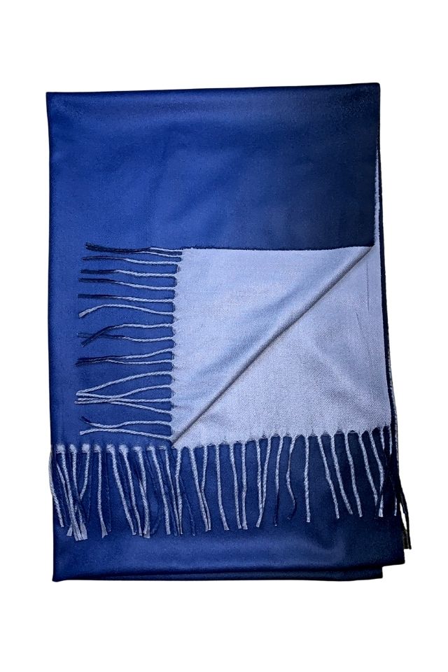 Fular tip sal doua fete in degrade, Dacali, albastru,180 x 70 cm - eMAG.ro