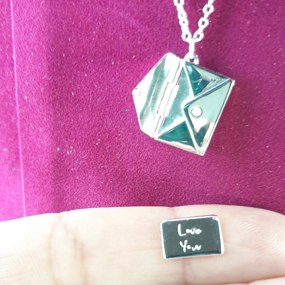 Colier din argint cu locker plic cu mesaj "I love you" - eMAG.ro