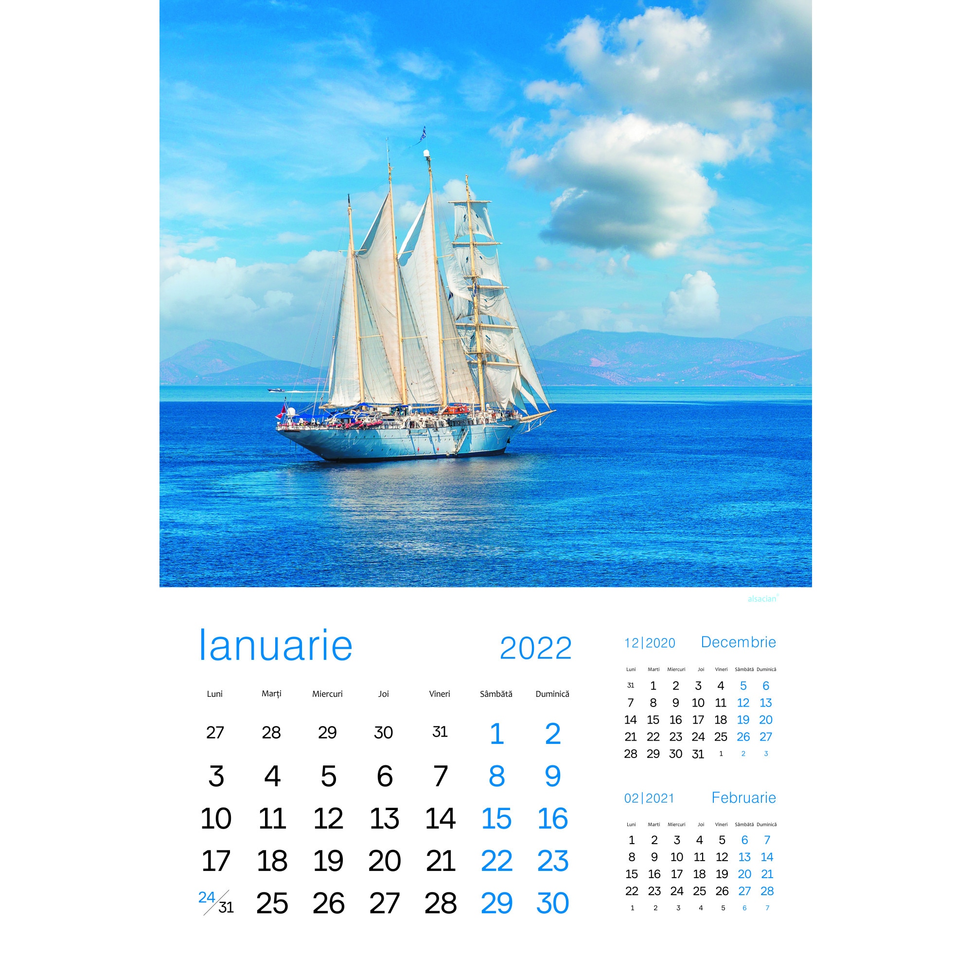 Calendar de perete cu imagini Navigatie, 32 x 64 cm Urban - eMAG.ro