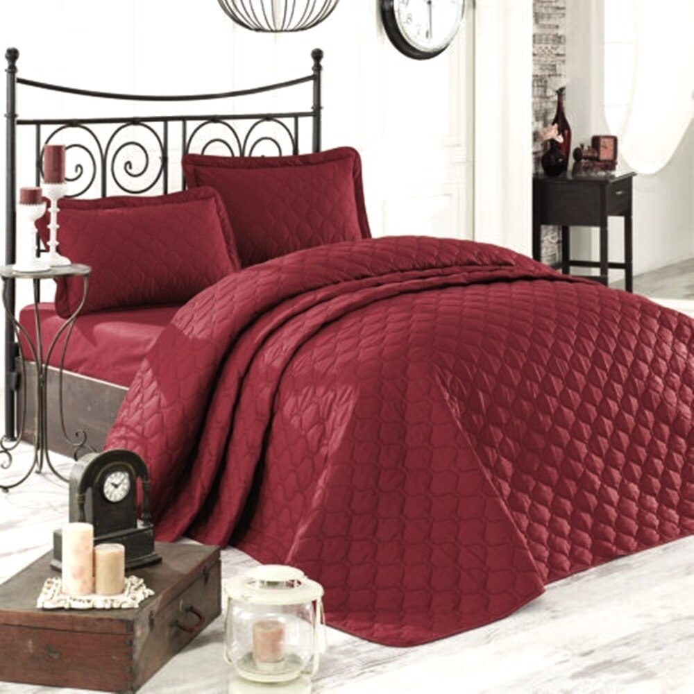 Set Cuvertura de pat Clasy Pucioasa, 240 x 260 cm, matlasata, din bumbac, pentru pat dublu, doua ...