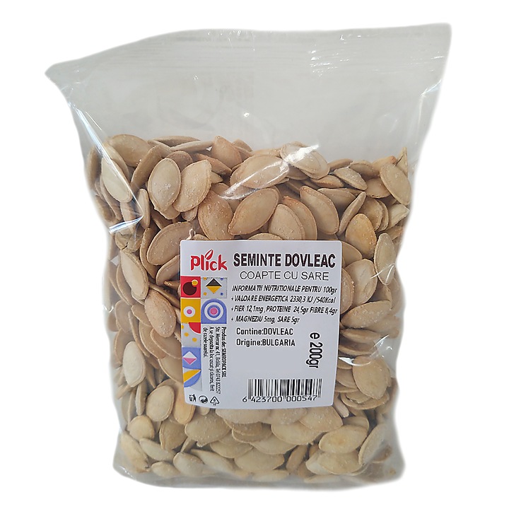 Seminte dovleac, prajite, cu sare, Plick, 200 g - eMAG.ro