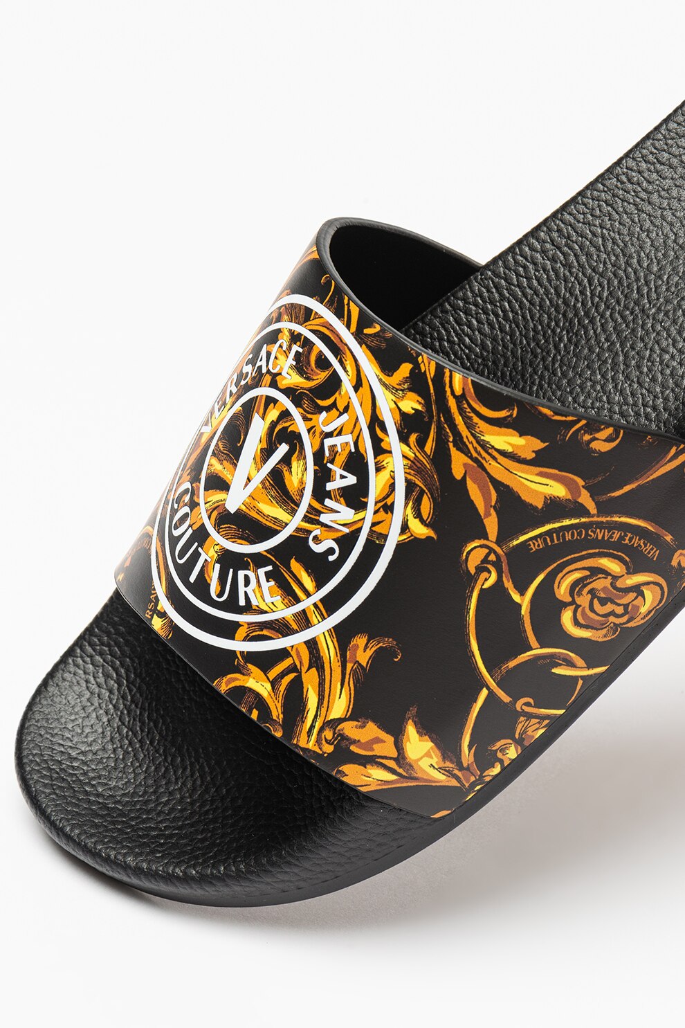 Versace Jeans Couture, Papuci cu model logo, Galben, Negru, 40 - eMAG.ro