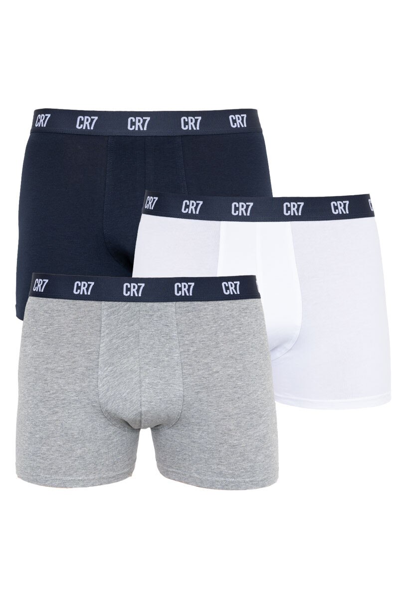 Set 3 boxeri pentru barbati, CR7, Negru/ Gri/ Alb, M - eMAG.ro