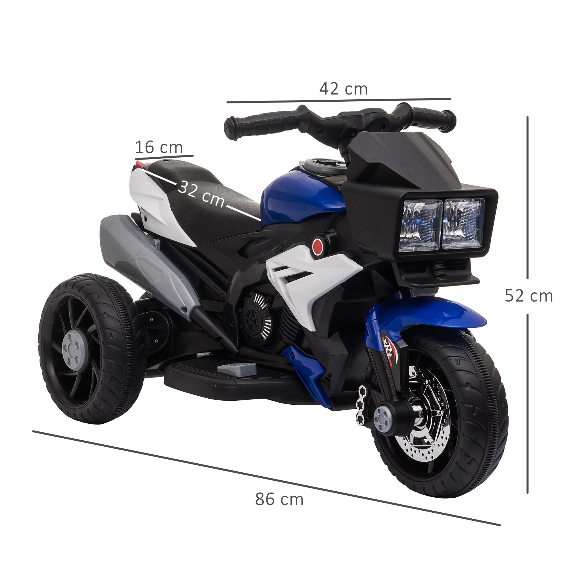 Motocicleta electrica pentru copii, Homcom, 3-6 Ani, 86x42x52 cm, Negru ...