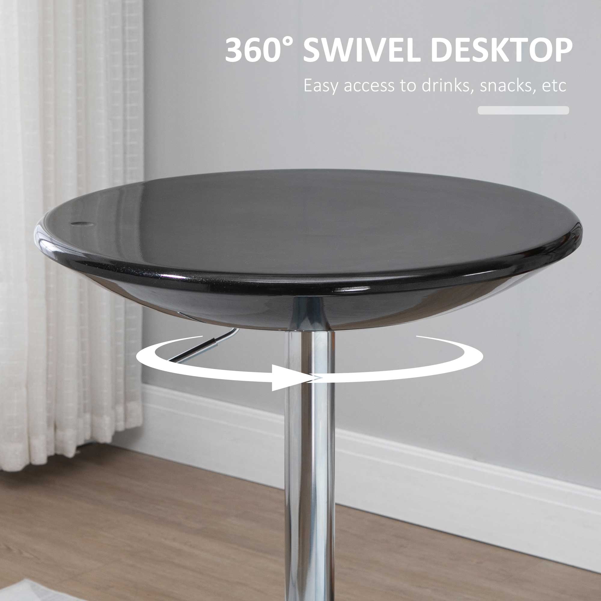 Masa bar Homcom, Rotund, Inaltime ajustabila, Rotativa, Otel, 61x61x76-97cm, Negru - eMAG.ro