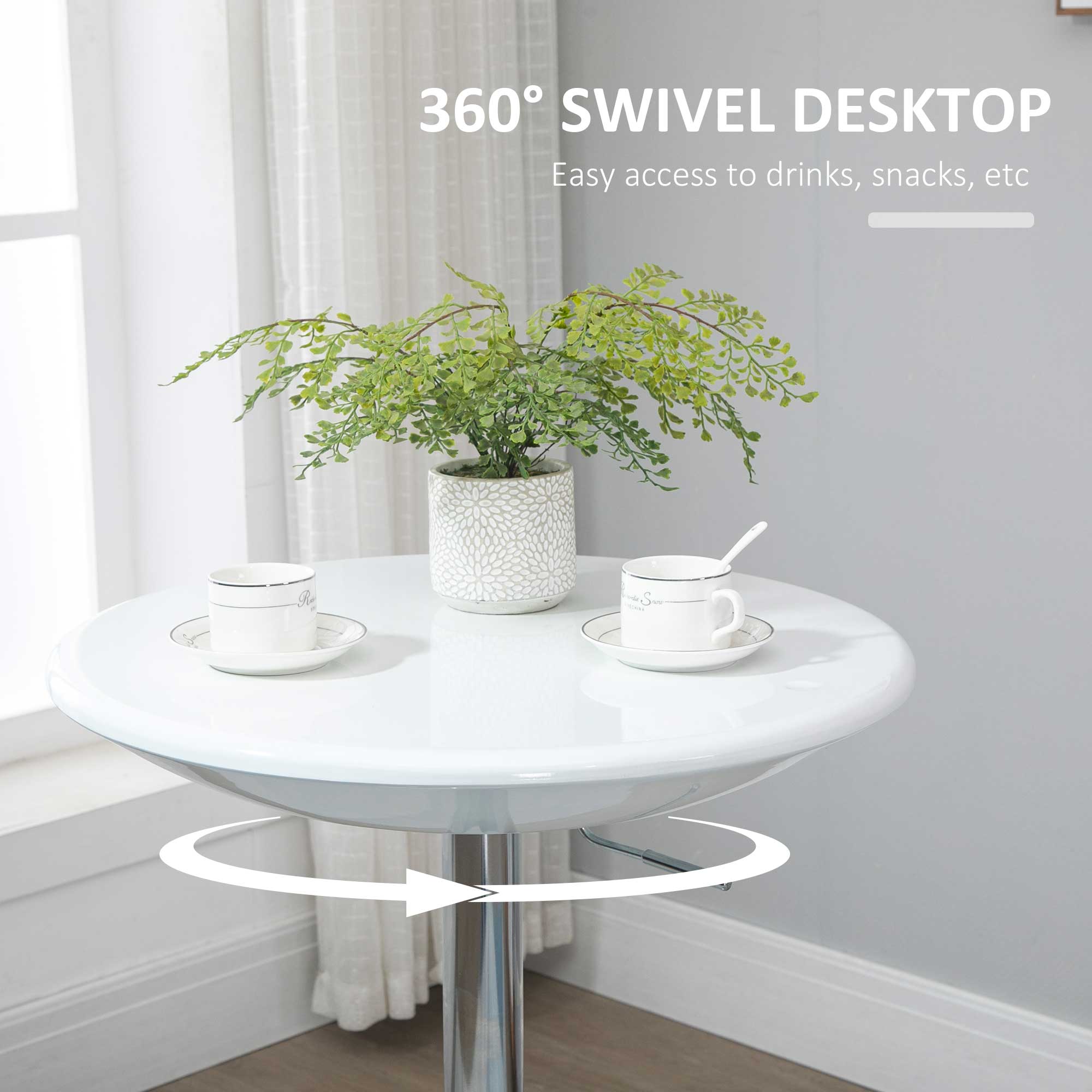 Masa bar Homcom, Rotunda, Inaltime ajustabila, Rotativa, Otel, 61x61x76 ...