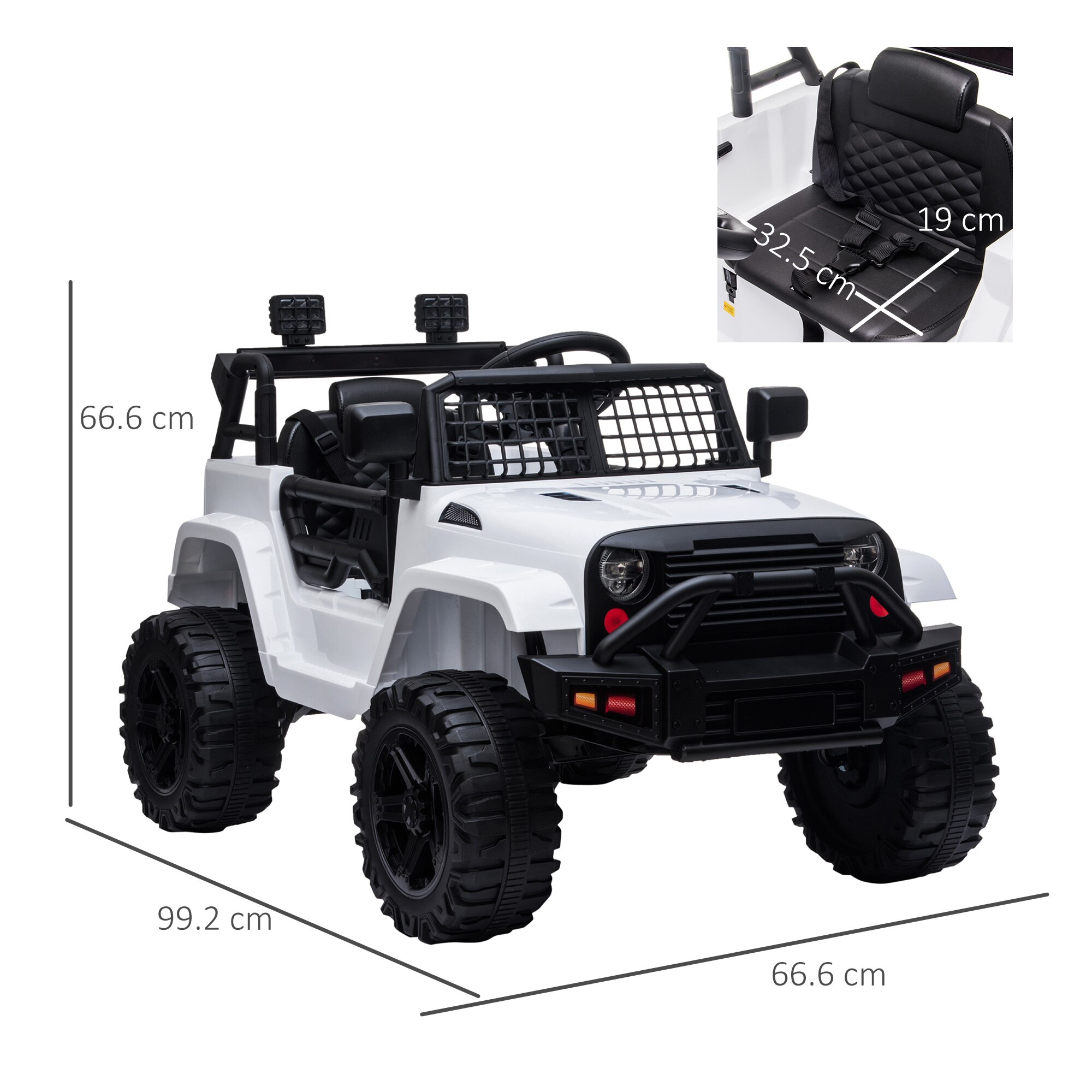Masina pentru copii, Homcom, model Jeep cu telecomanda, 3-6 ani, Alb ...