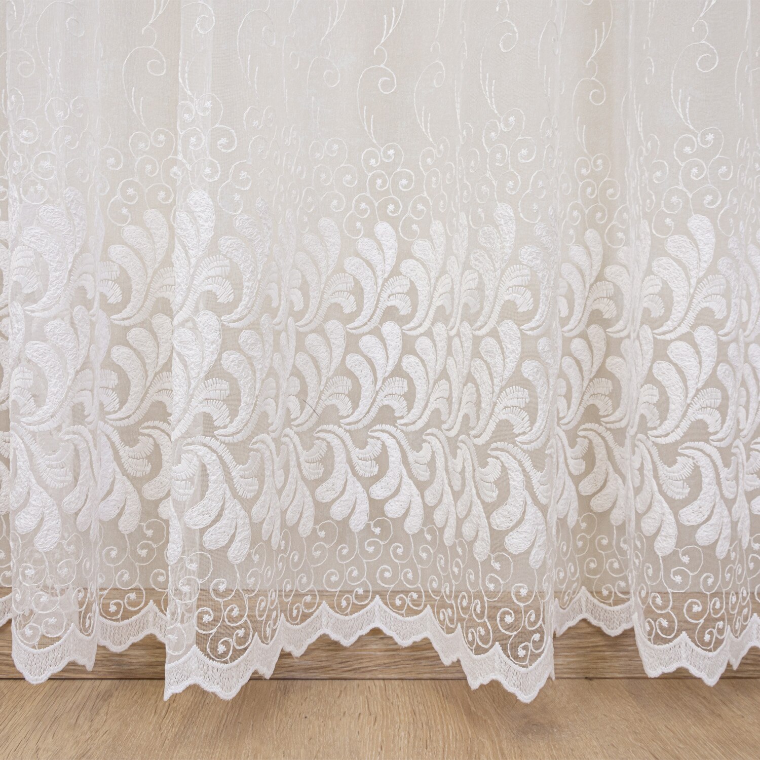 Perdea Hiko alba Shape 06 brodata, nesifonabila, 400x245cm, cu rejansa ...