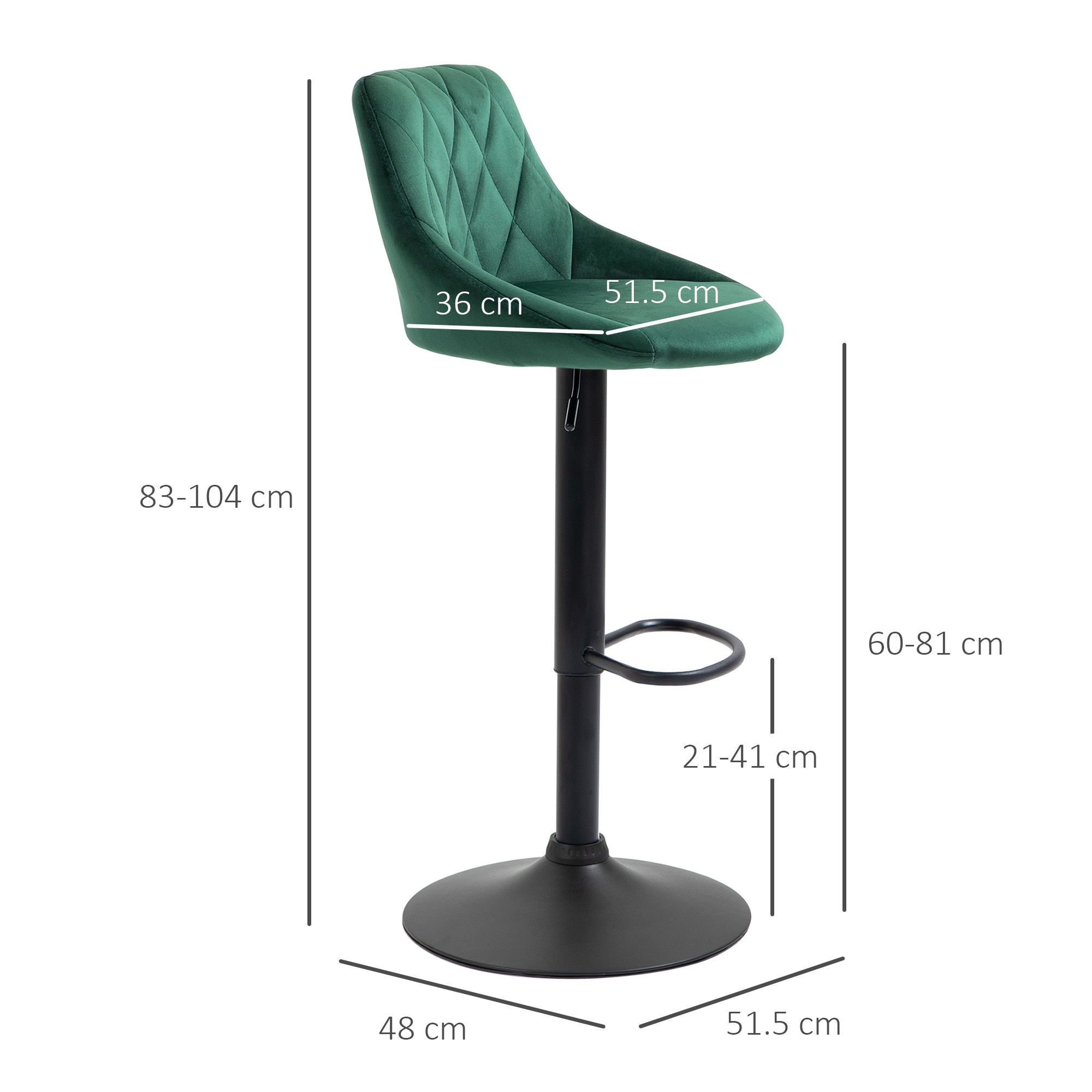 Set 2 scaune de bar, Homcom, Rotative, Inaltime ajustabila, Poliester ...