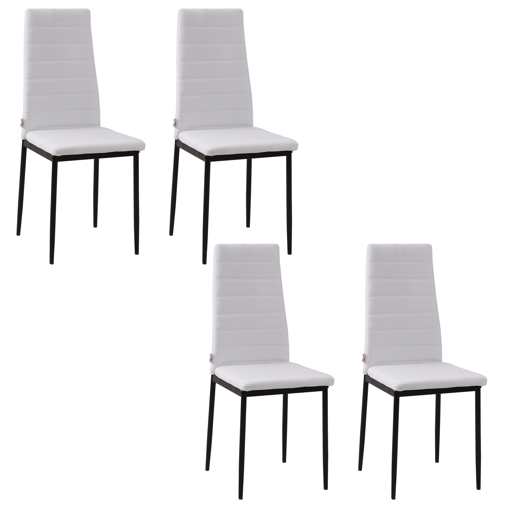 Set 4 scaune tapitate Homcom, Poliester/Metal, 41x50x97cm, Alb - eMAG.ro