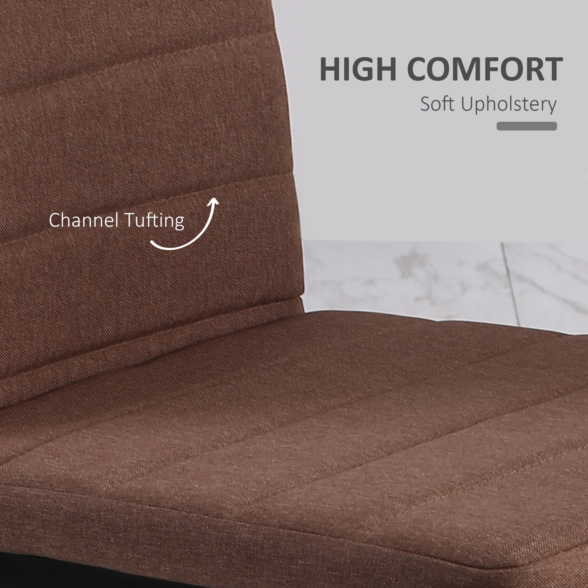 Set 4 scaune tapitate Homcom, Poliester/Metal, 41x50x97cm, Kaki - eMAG.ro