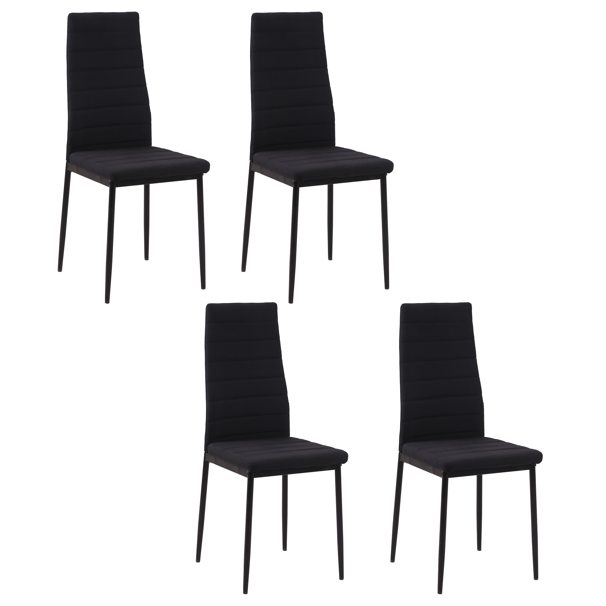 Set 4 scaune tapitate Homcom, Poliester/Metal, 41x50x97cm, Negru - eMAG.ro