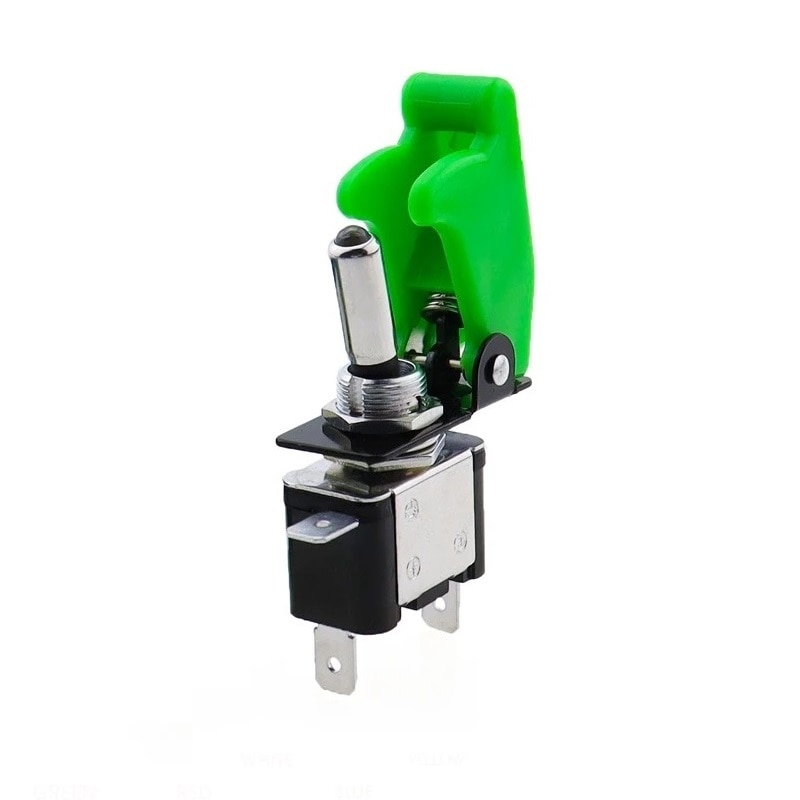Comutator metalic auto - ON si OFF, led verde, capac plastic verde mat ...