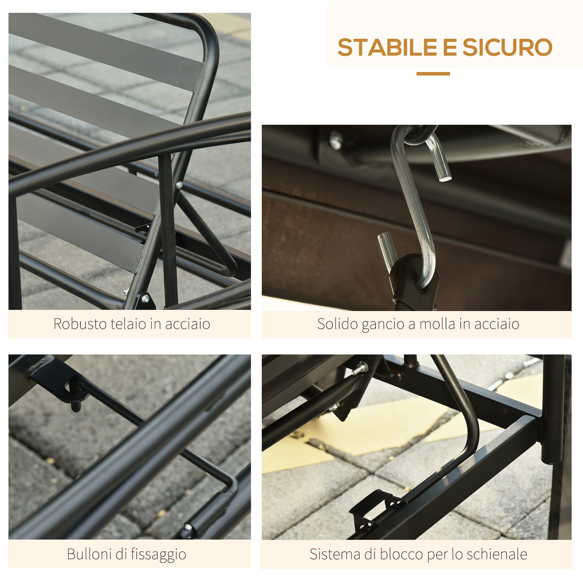 Balansoar de gradina cu copertina si foisor, Outsunny, 256 x 172 x 248 ...