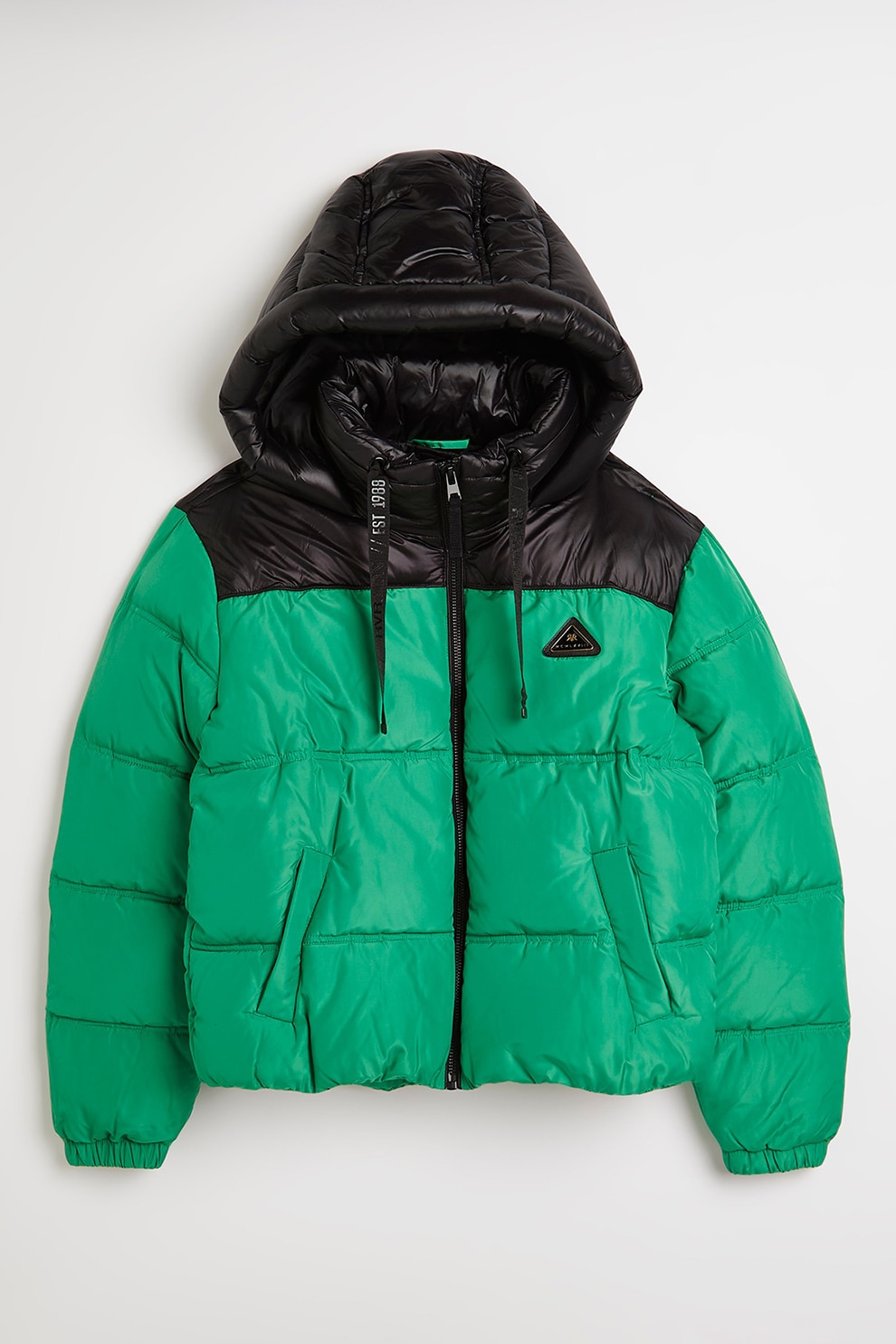 RIVER ISLAND, Geaca colorblock cu gluga, Verde/Negru, 14 - eMAG.ro