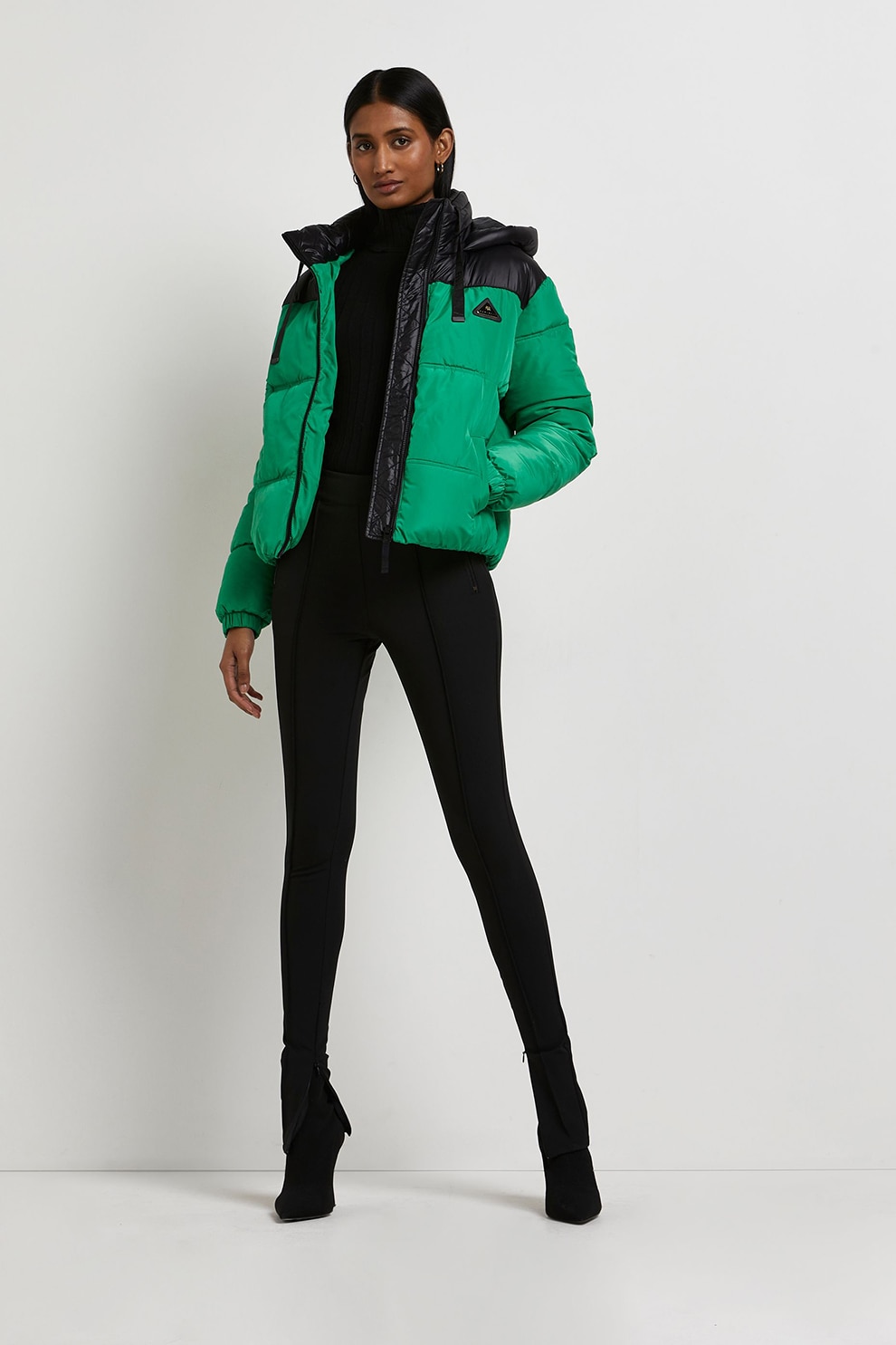 RIVER ISLAND, Geaca colorblock cu gluga, Verde/Negru, 14 - eMAG.ro
