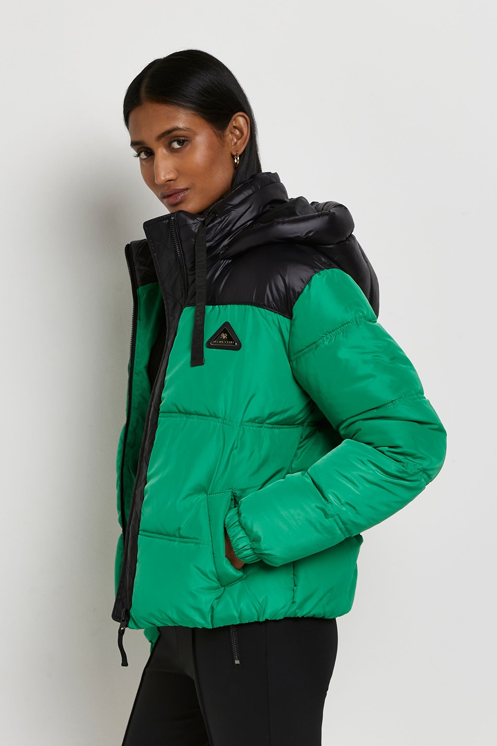 RIVER ISLAND, Geaca colorblock cu gluga, Verde/Negru, 14 - eMAG.ro