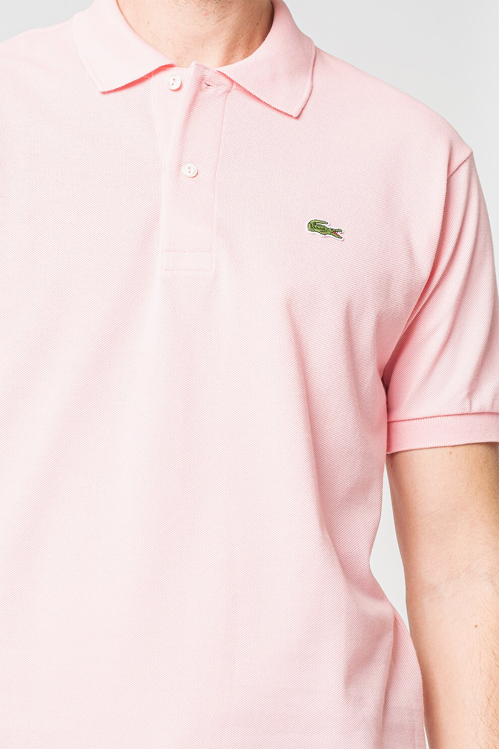 Lacoste, Tricou polo din pique cu logo mic brodat, Roz deschis, 9 - eMAG.ro