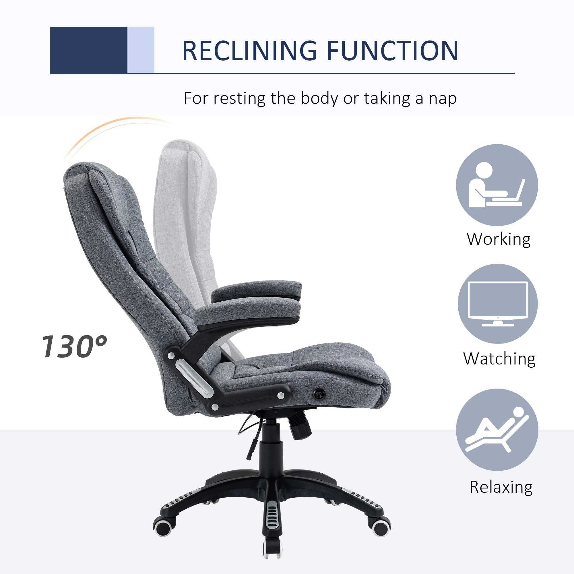 Scaun ergonomic de birou Vinsetto, Cu roti, Inaltime reglabila ...