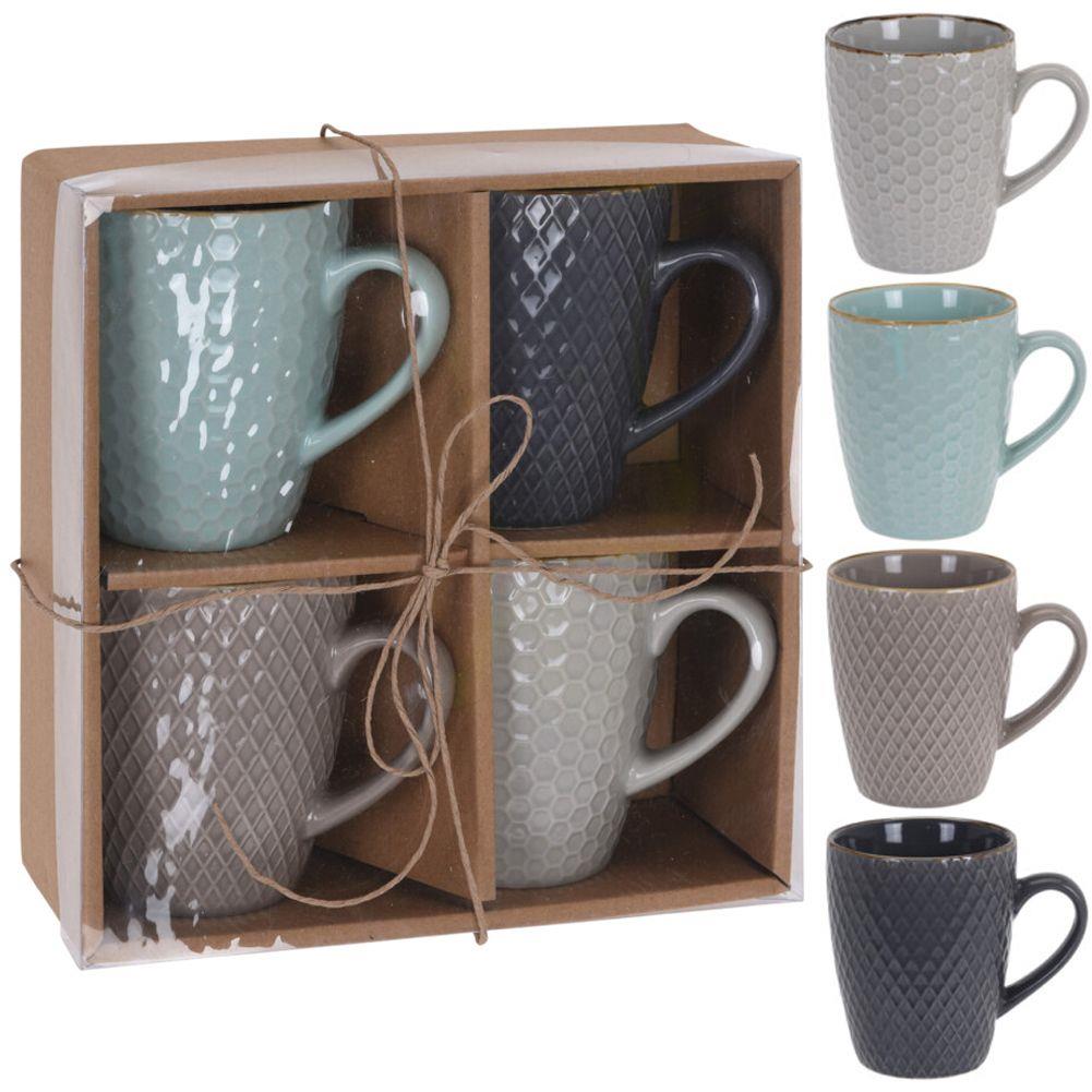 Set 4 cani ceramica, Siaki Collection, 270 ml, Multicolor - eMAG.ro