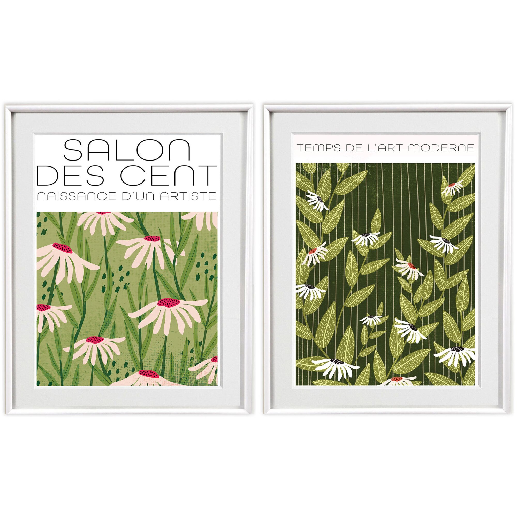 Set 2 tablouri cu rama, Arta moderna florala, 40 x 50cm - eMAG.ro