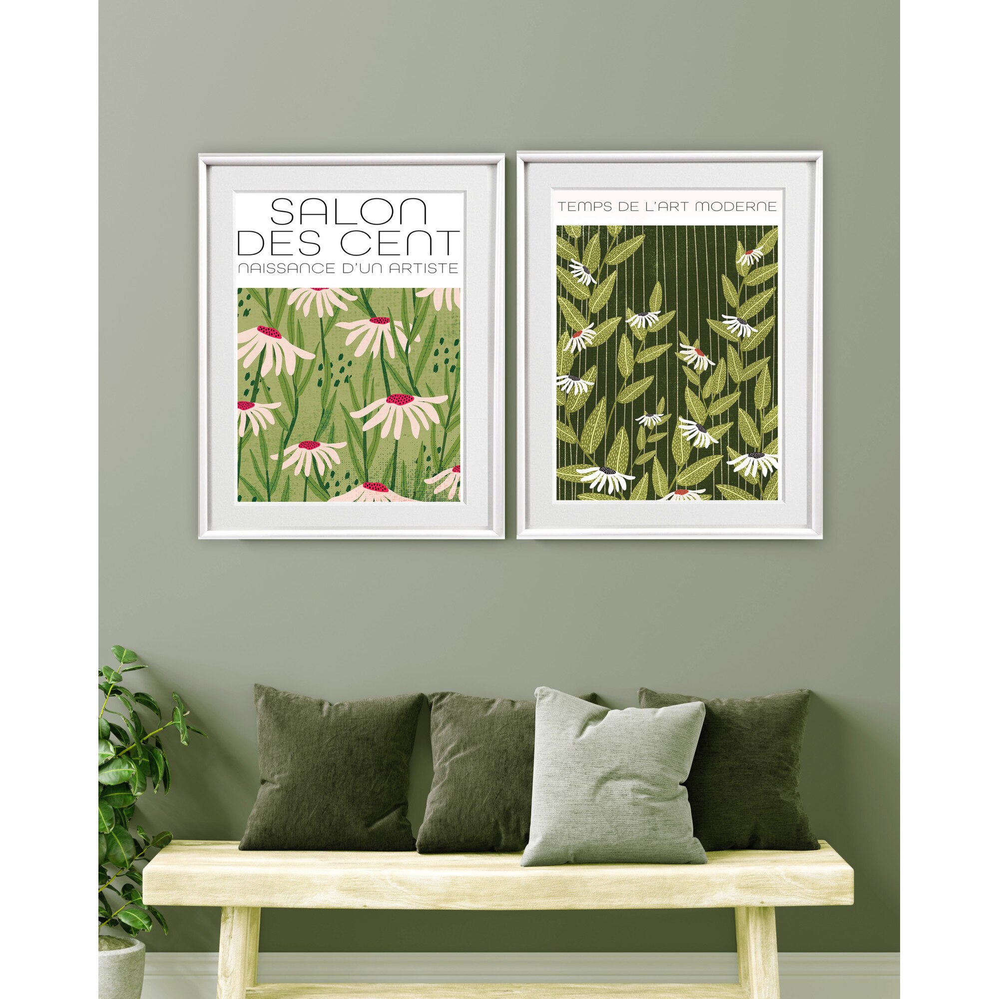 Set 2 tablouri cu rama, Arta moderna florala, 40 x 50cm - eMAG.ro