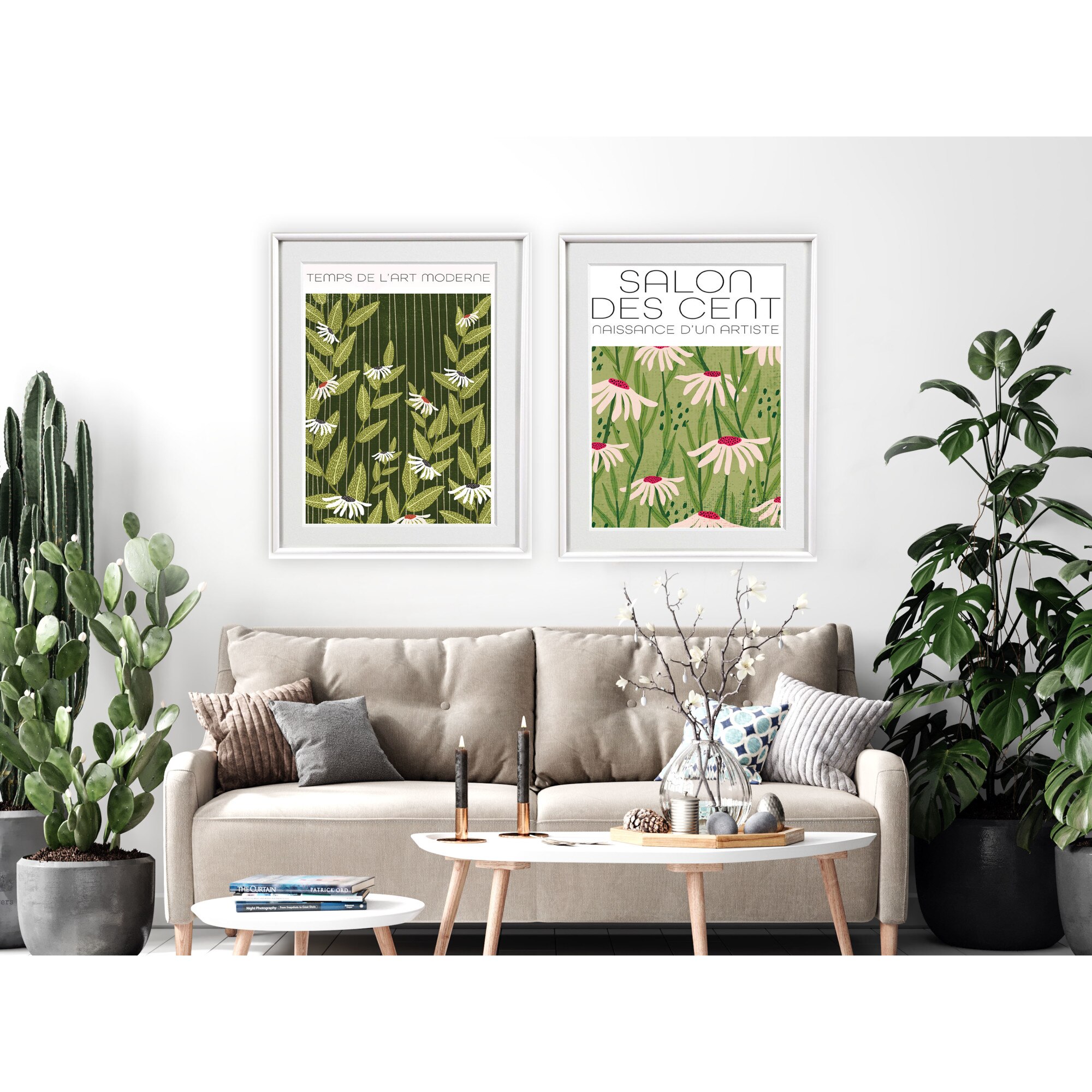 Set 2 tablouri cu rama, Arta moderna florala, 40 x 50cm - eMAG.ro