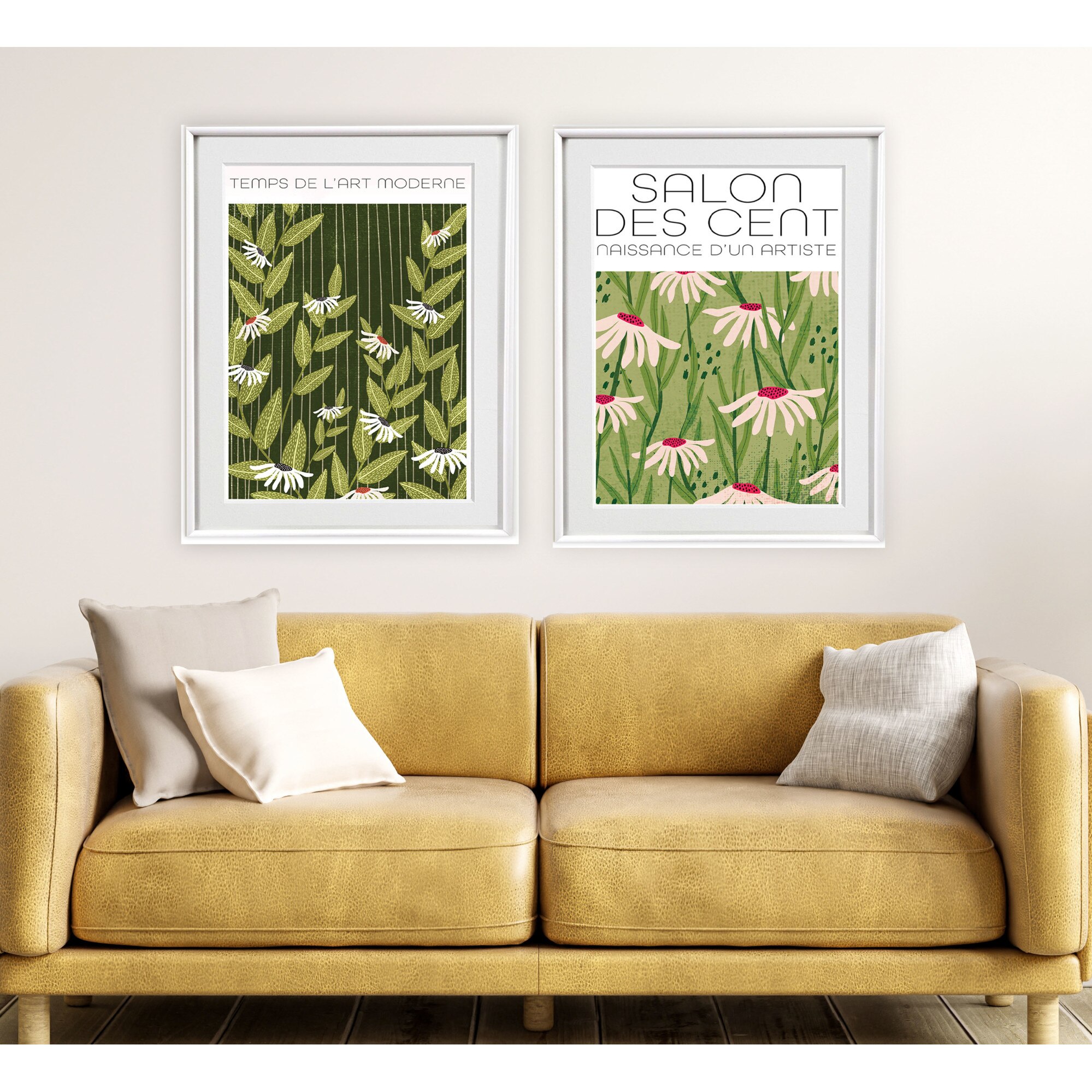 Set 2 tablouri cu rama, Arta moderna florala, 40 x 50cm - eMAG.ro