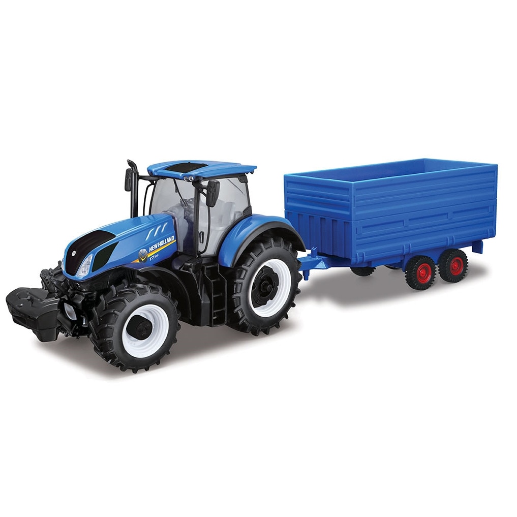 Macheta tractor Bburago New Holland cu remorca 1:32 - eMAG.ro