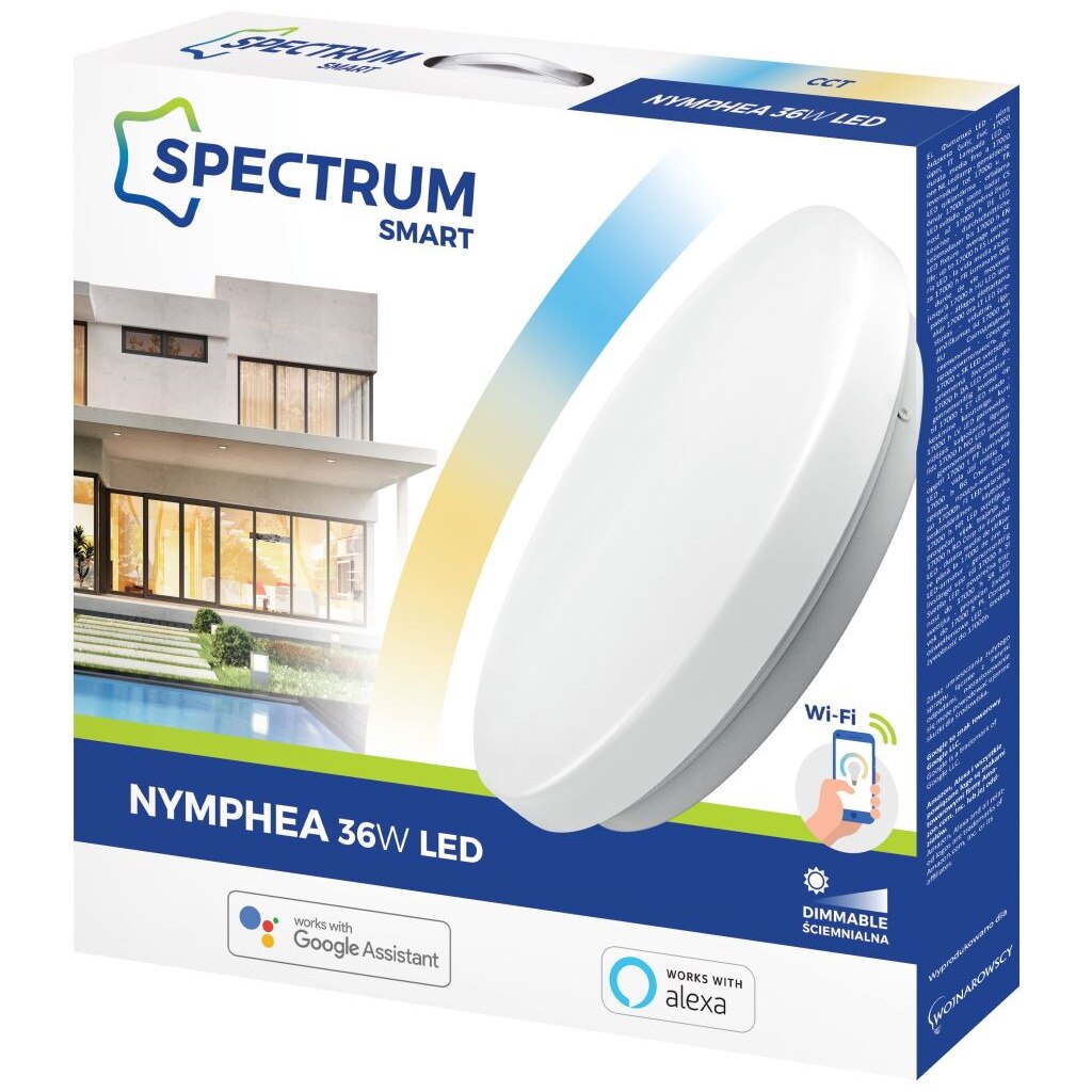 Spectrum SMART mennyezeti lámpa, 36W, 2700lm, IP20, CCT, 2700K-6500K ...