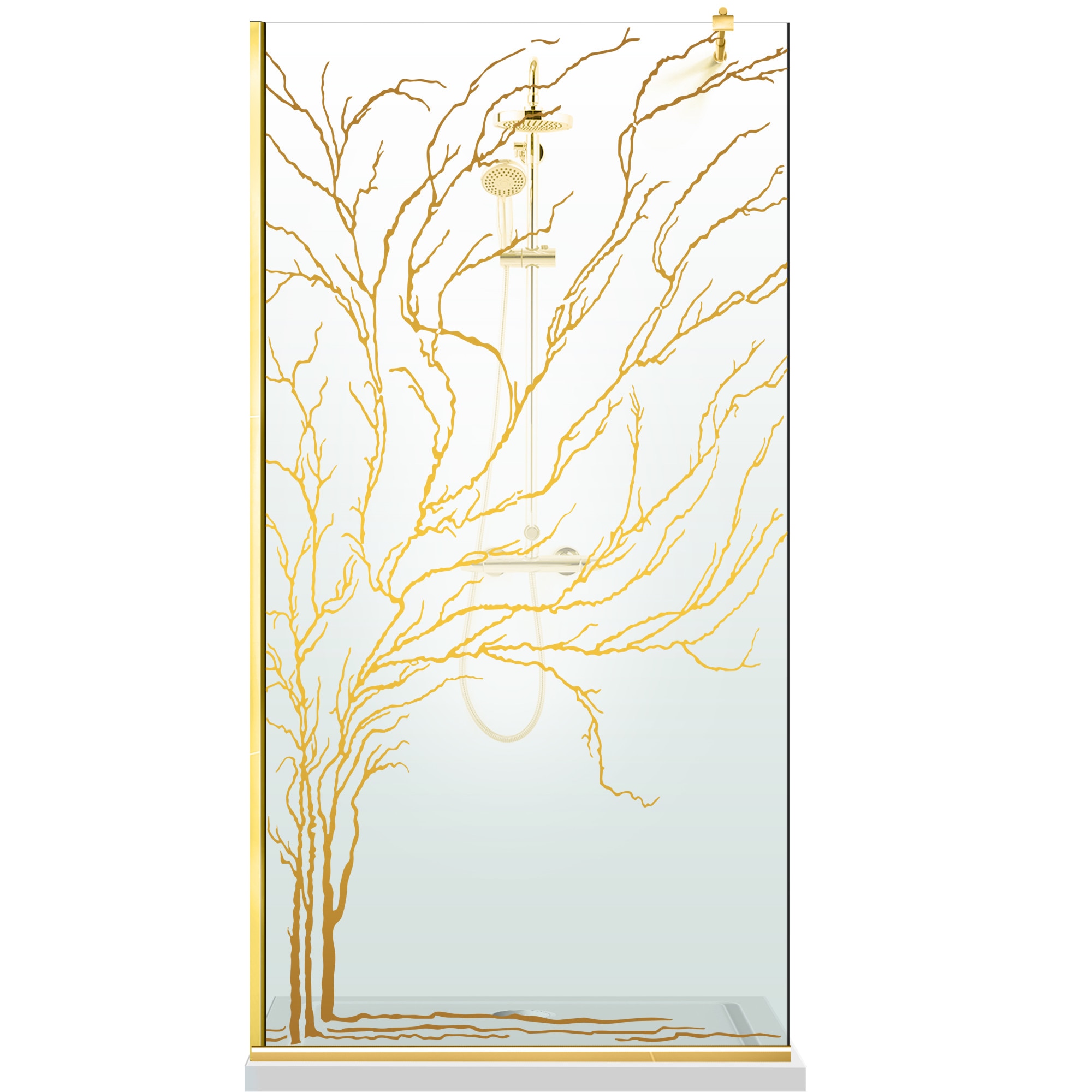 Paravan dus walk-in Aqua Roy ® Gold, Tree auriu, sticla 8 mm clara ...