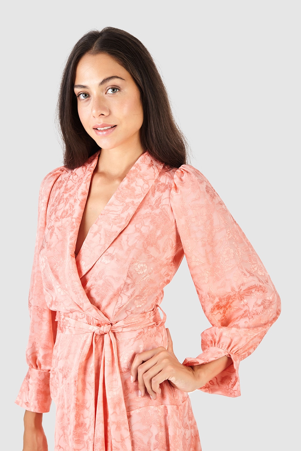 Closet LONDON, Rochie mini petrecuta cu maneci bufante, Roz somon, 8 ...