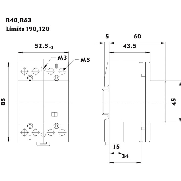 Contactor modular ETI R63-40A 230V 4 poli 3 module - eMAG.ro