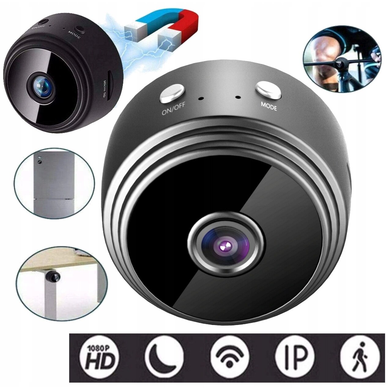 Mini camera spionaj, WiFi, HD, Microfon integrat, Negru - eMAG.ro