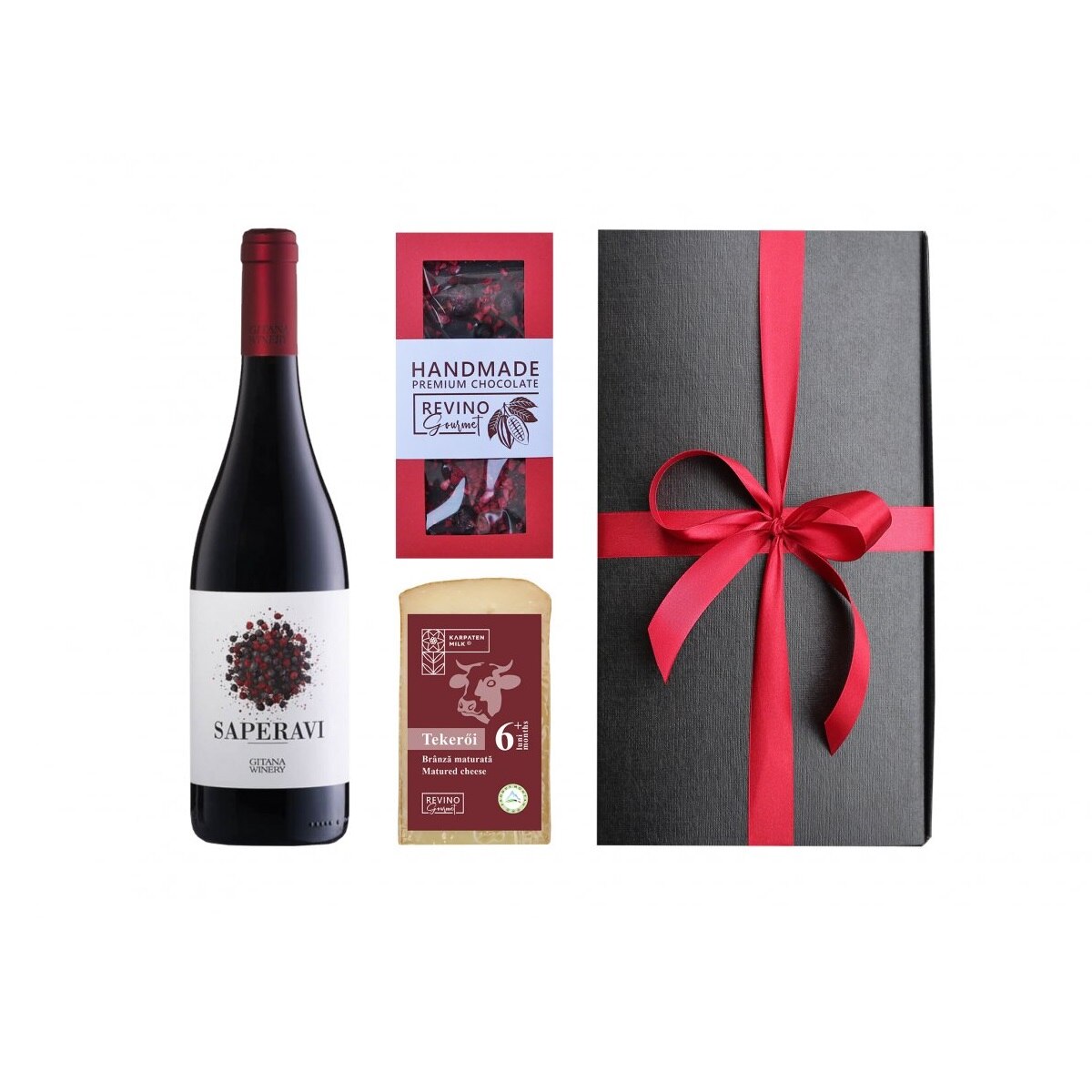Cutie cadou, Saperavi vin, branza, ciocolata, 1.5 kg - eMAG.ro