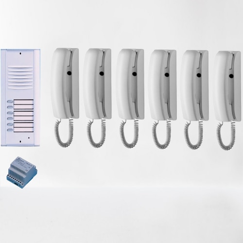 Kit interfon audio, Farfisa, pentru 6 familii, tip telefon intern ...