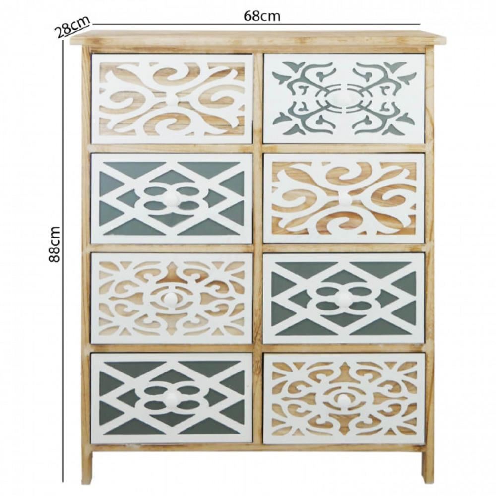 Comoda lemn, 8 sertare, 68x28x88 cm, Olga - eMAG.ro