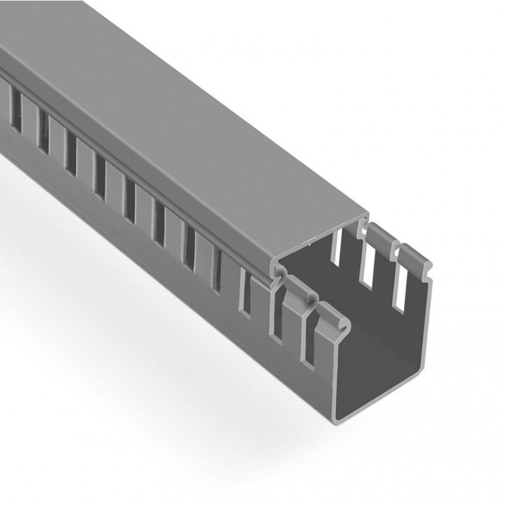 Canal cablu Lightex, 40x40, Perforat, 2 metri, Gri - eMAG.ro