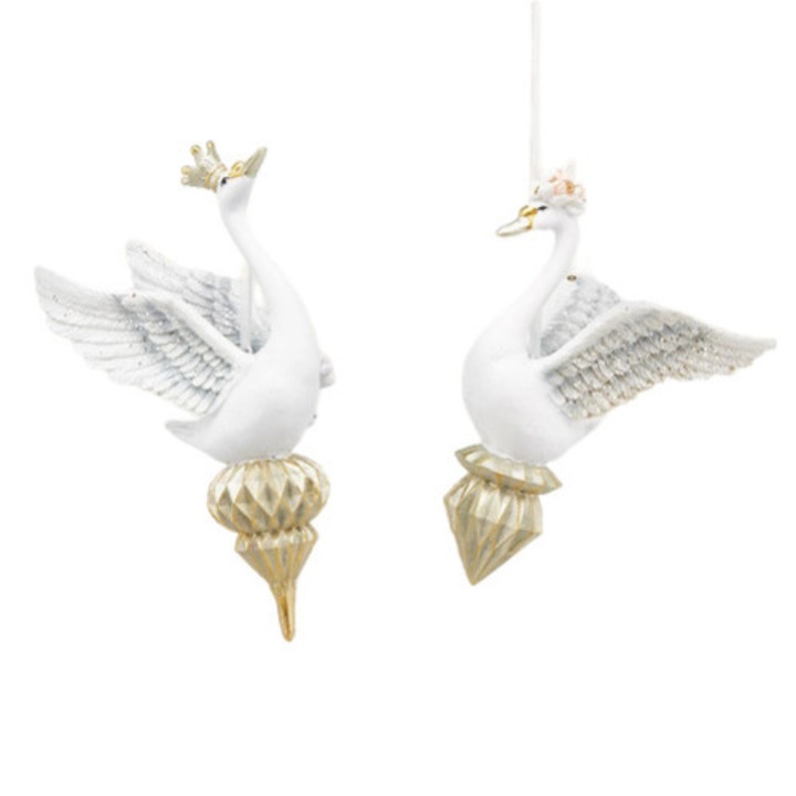 Set 2 Ornamente brad, Torzshely By Foltin, Model Lebada, Alb - eMAG.ro