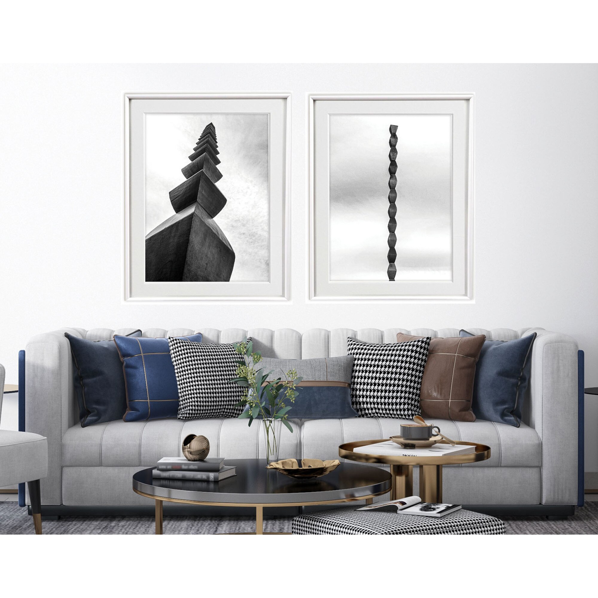 Set 2 tablouri inramate, Coloana infinitului Constantin Brancusi, 50 x ...