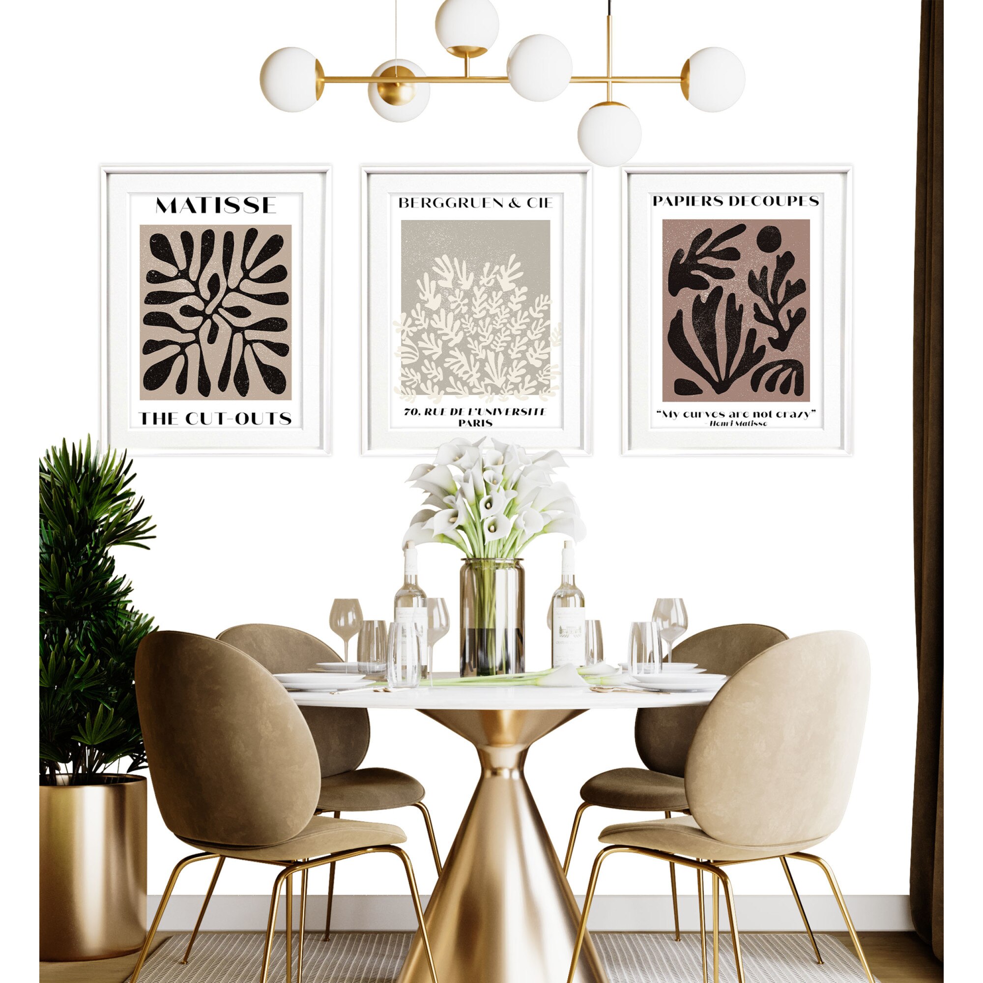 Set 3 tablouri inramate, Arta moderna, Matisse The Cut-Outs, 50 x 40 cm ...