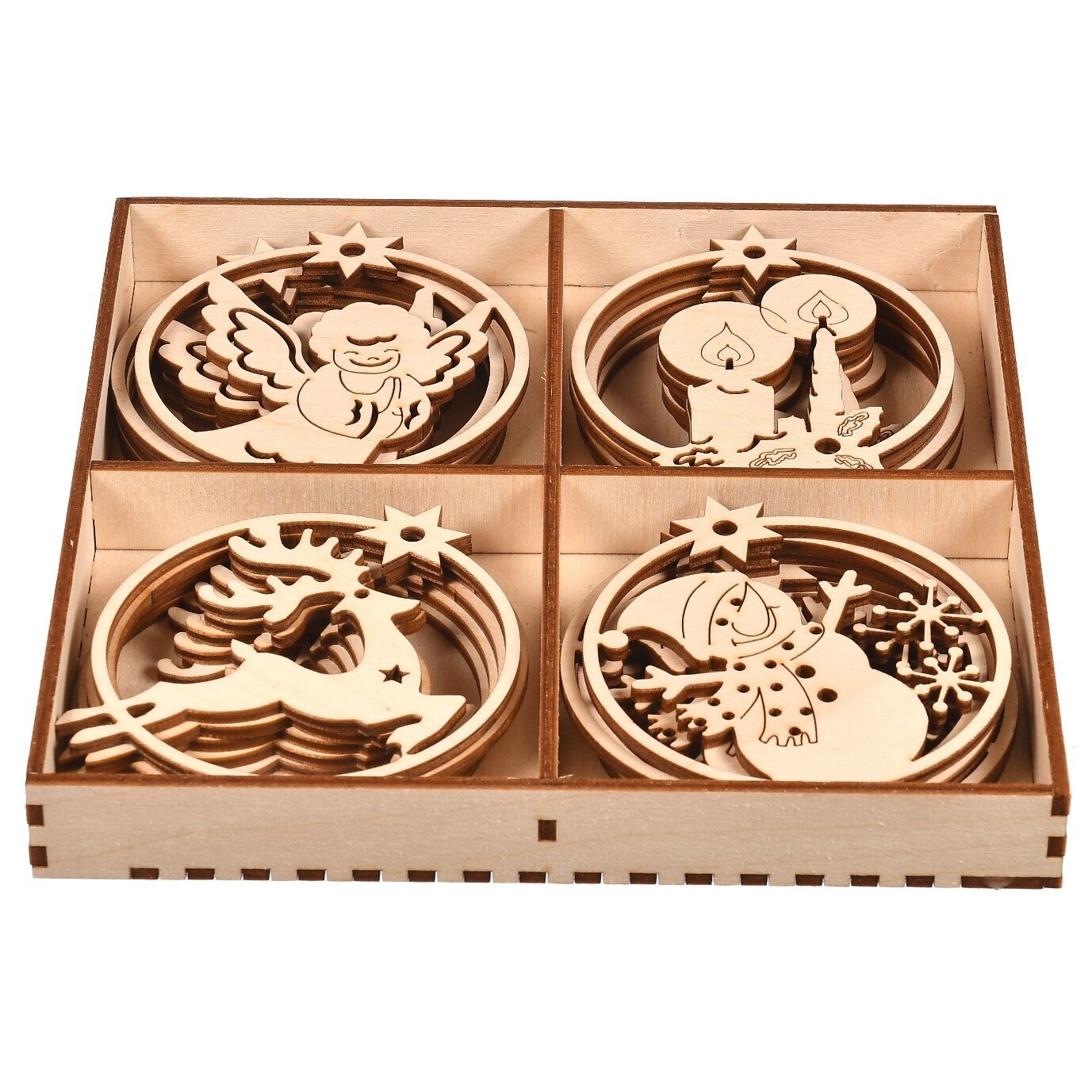 Set 20 ornamente brad, Lemn, Bej - eMAG.ro